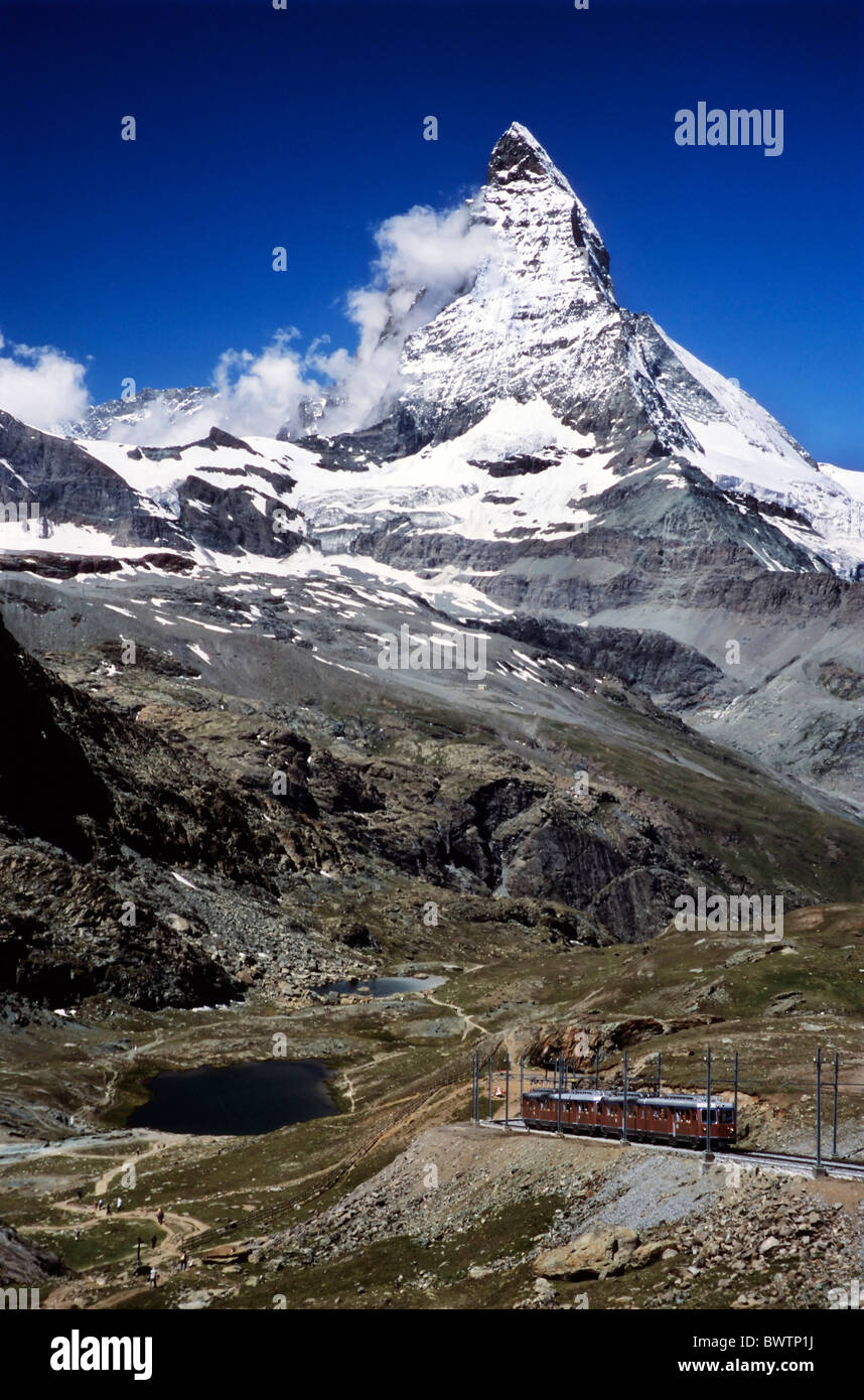 Switzerland Europe Matterhorn Gornergratbahn town Zermatt Canton Valais ...