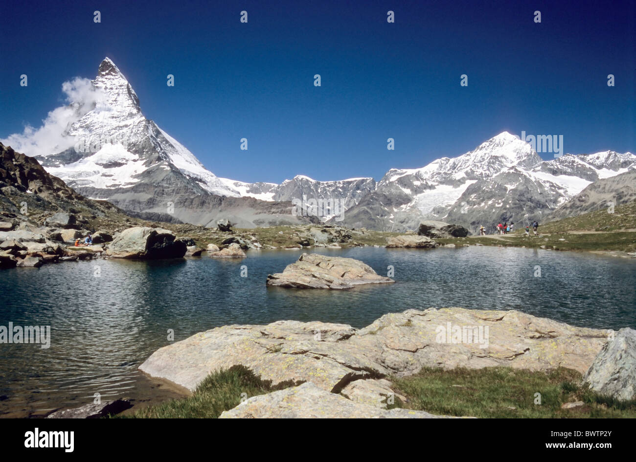 Switzerland Europe Matterhorn Riffelsee Lake Riffel town Zermatt Canton ...