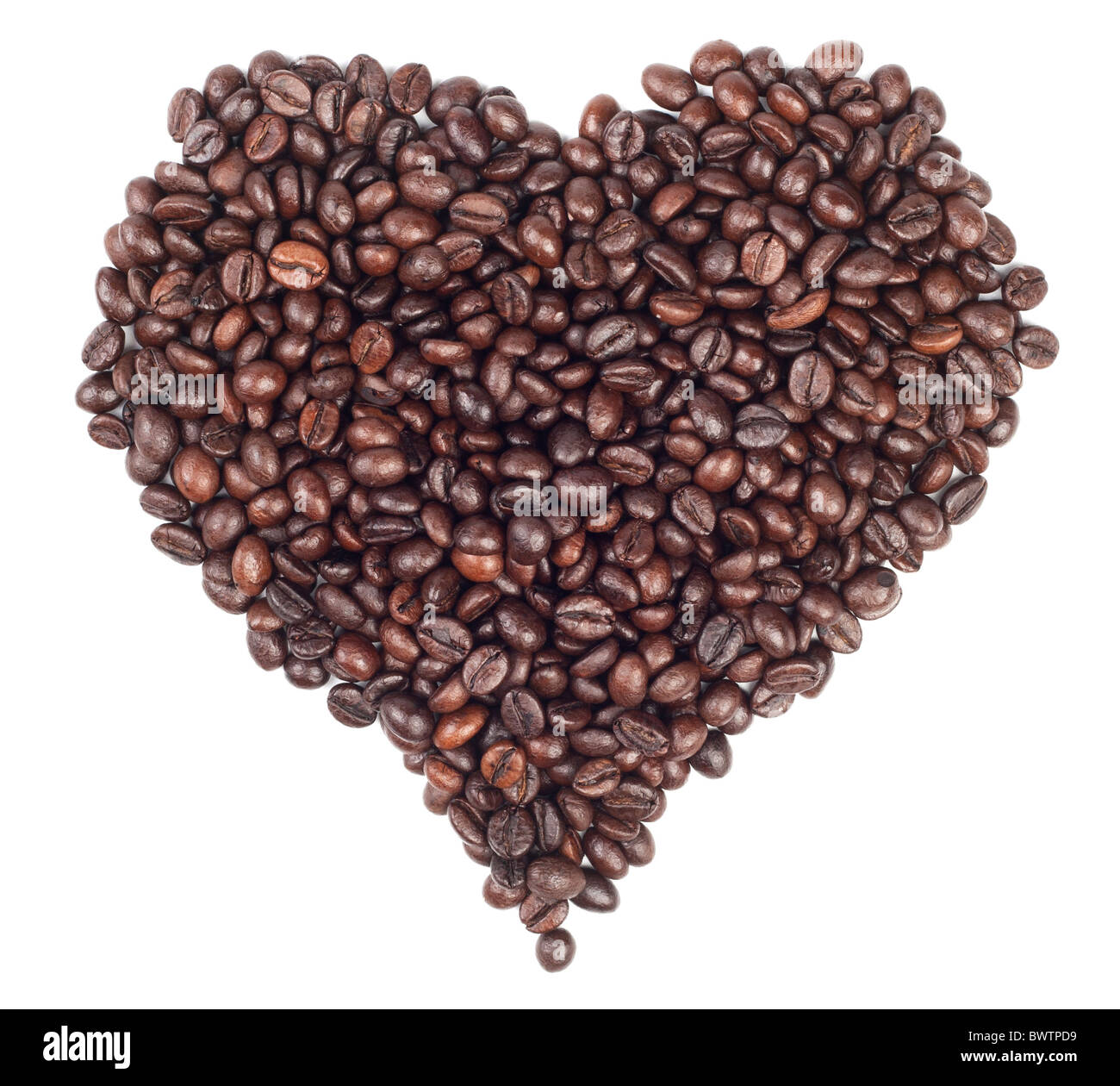 Heart made with coffee beans isolated on white Stock Photo - Alamy