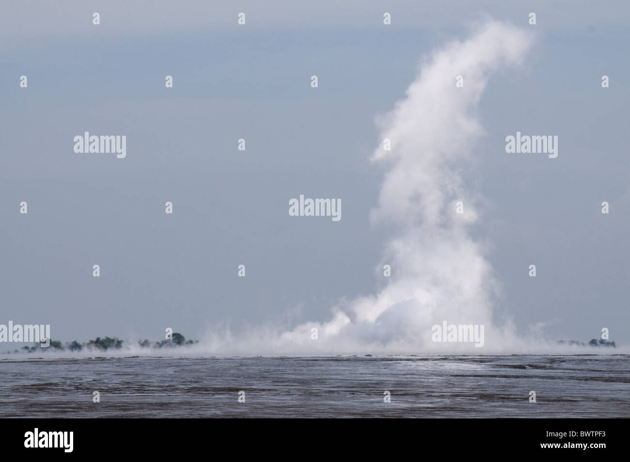 Mud flow geyser and mud lake of mud volcano, environmental disaster ...