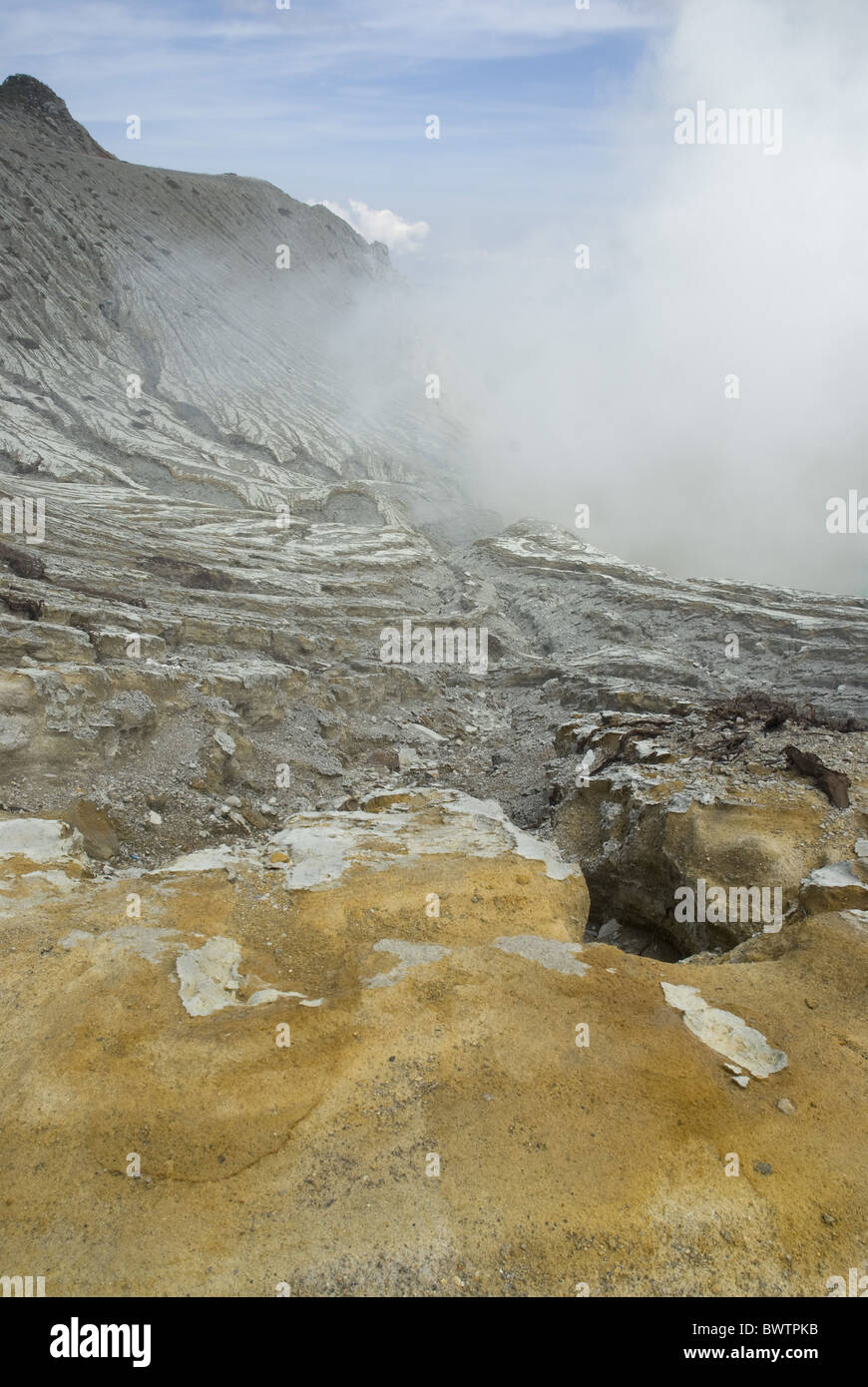 Slopes volcanic crater with rising steam Mount Stock Photo - Alamy