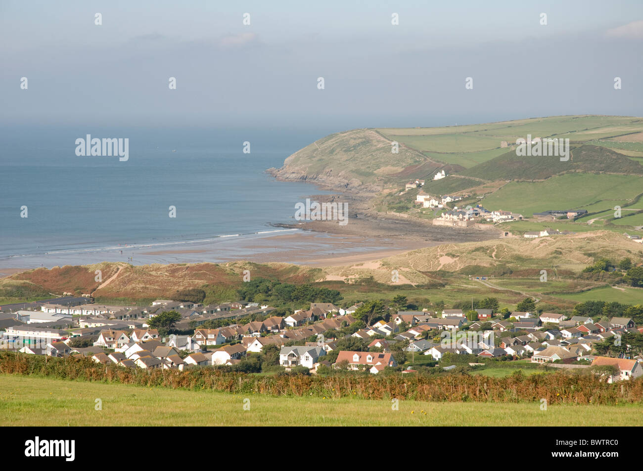 The North Devon village of Croyde viewed from the nearby South West ...