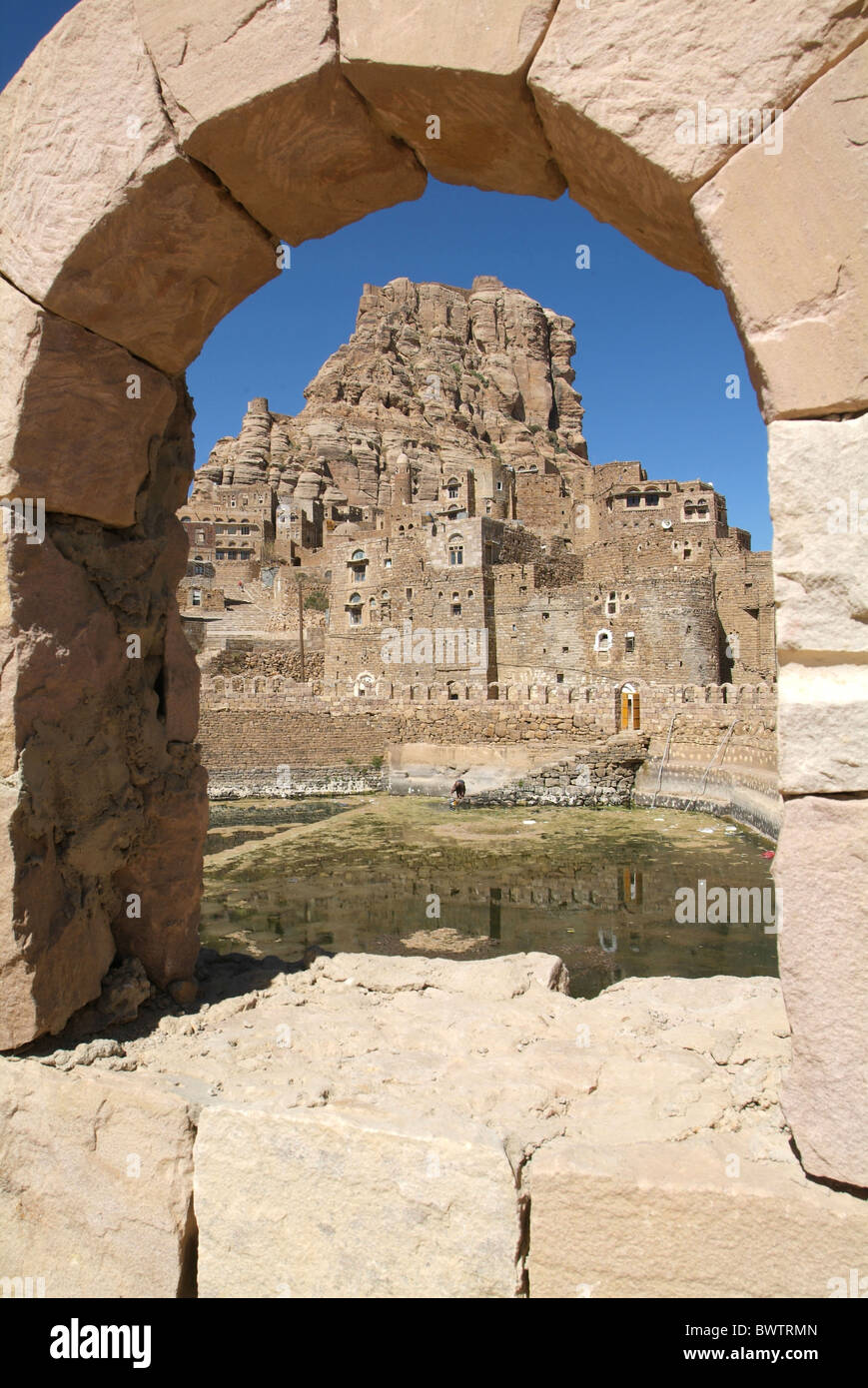Yemen Thila city Thula old town architecture tower houses historic Ja ...