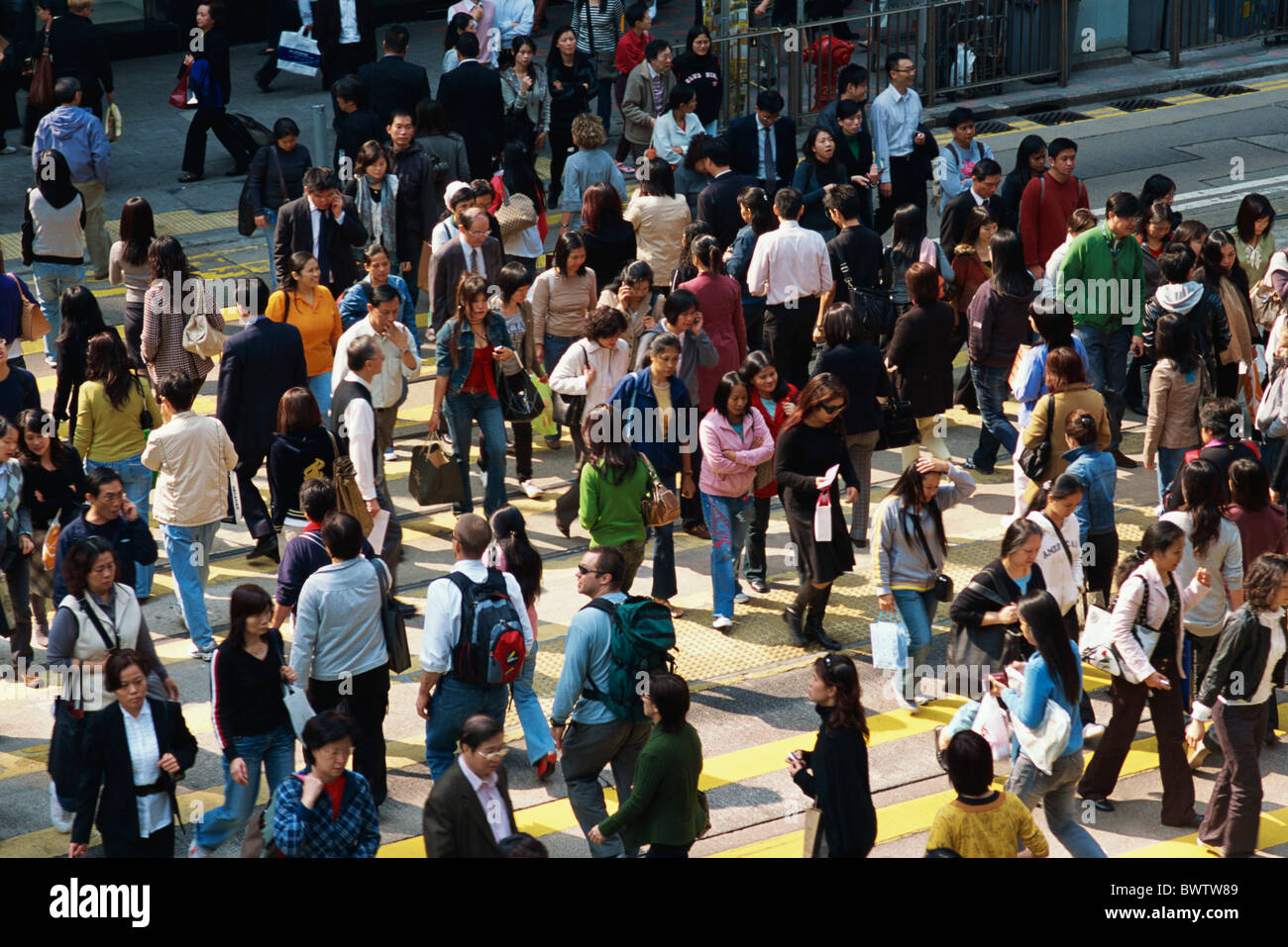 China Asia Hong Kong Asia Central Crowd Scene Crowds Pedestrians Street ...