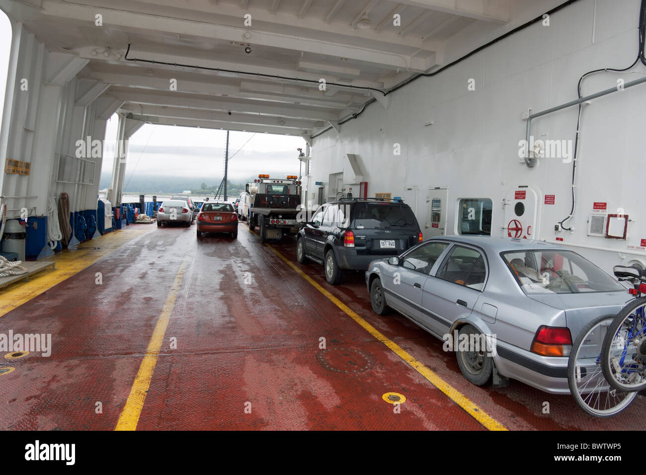 Cars on the ferry between Charlevoix and Isle-aux-Coudres. St Lawrence ...
