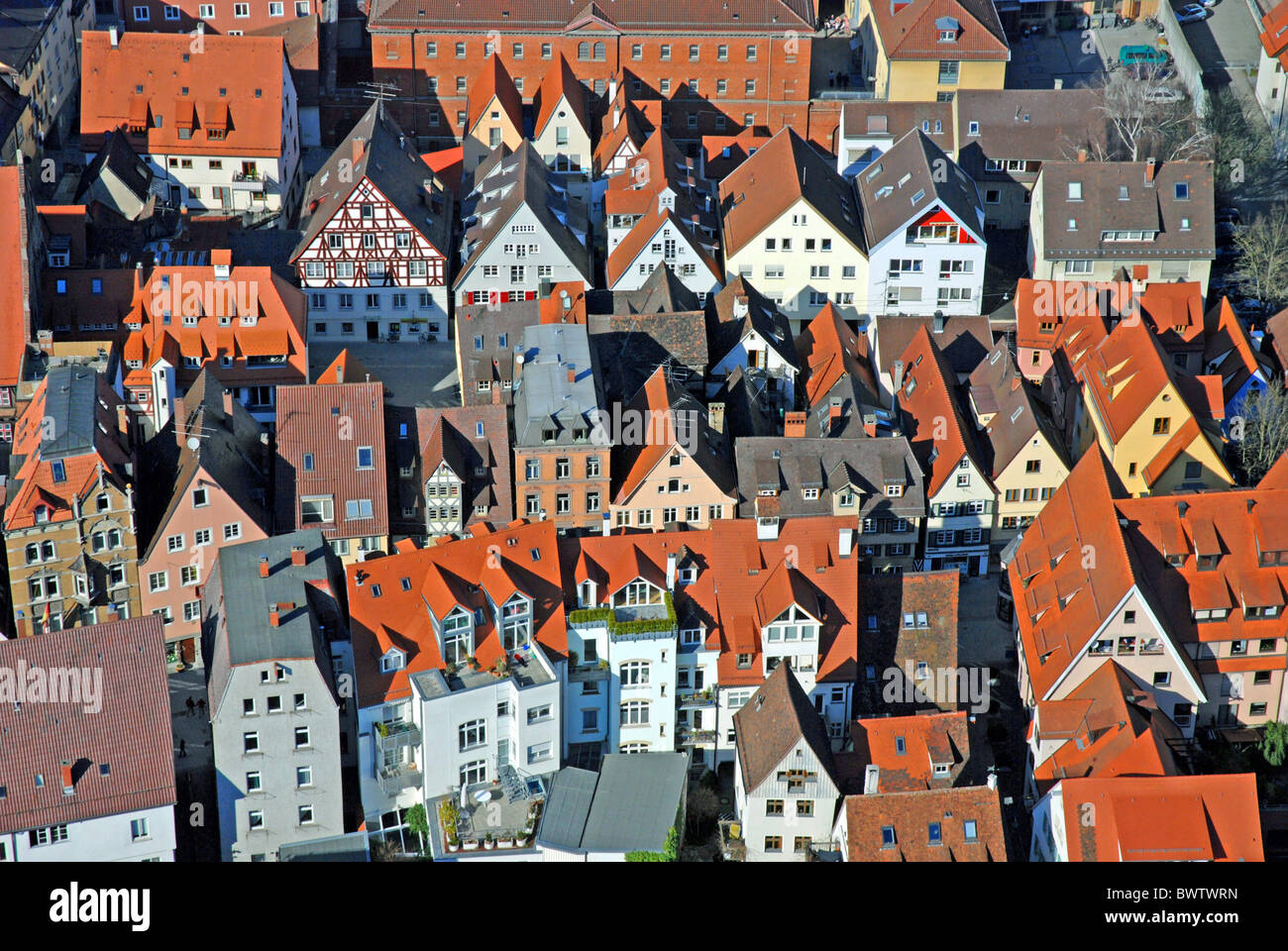 City of Ulm View from Ulm cathedral old town Baden-Wurttemberg Germany ...