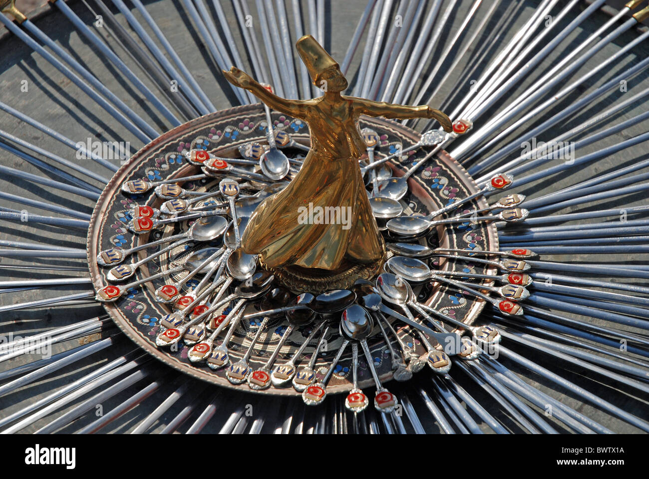 Turkey shashlik cutlery grill food circle spoon metal spits metal spit ...