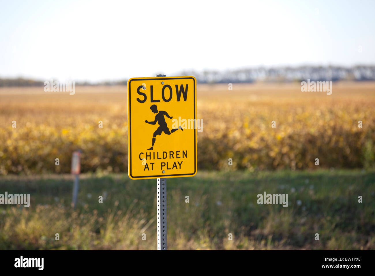 slow children at play road sign Stock Photo - Alamy
