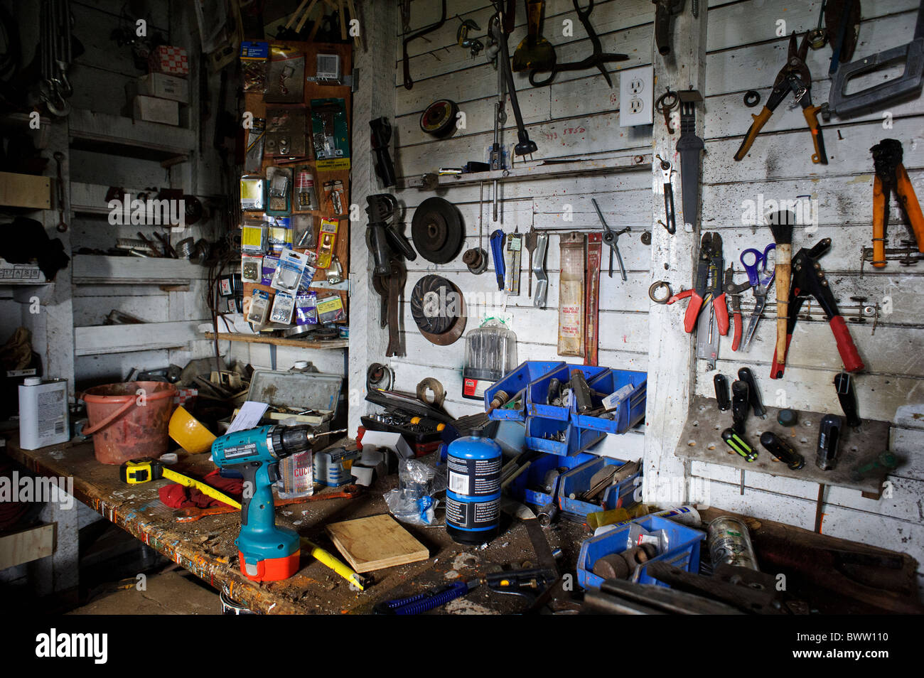 Repair shop for a fisherman on Miramichi Bay New Brunswick Canada Stock ...
