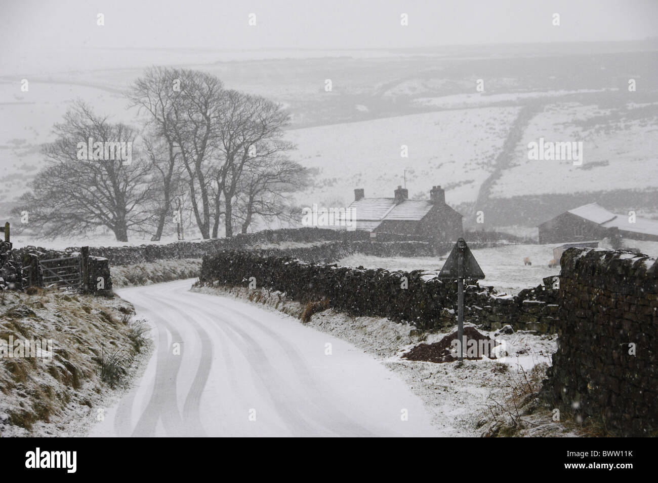 Lancashire farm winter snow Botton Head britain british english england ...