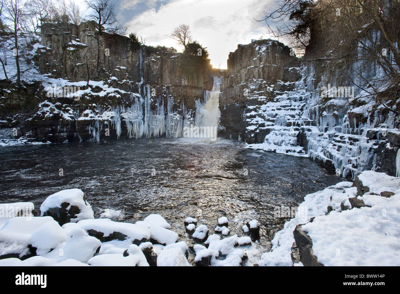 Waterfall with ice formations High Force Stock Photo - Alamy