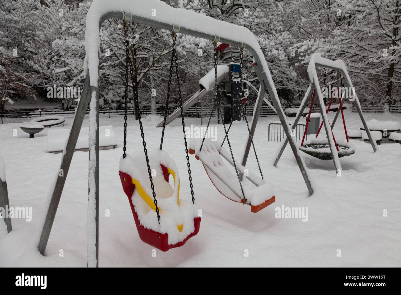 The children's playground in Endcliffe Park, Sheffield, after heavy ...
