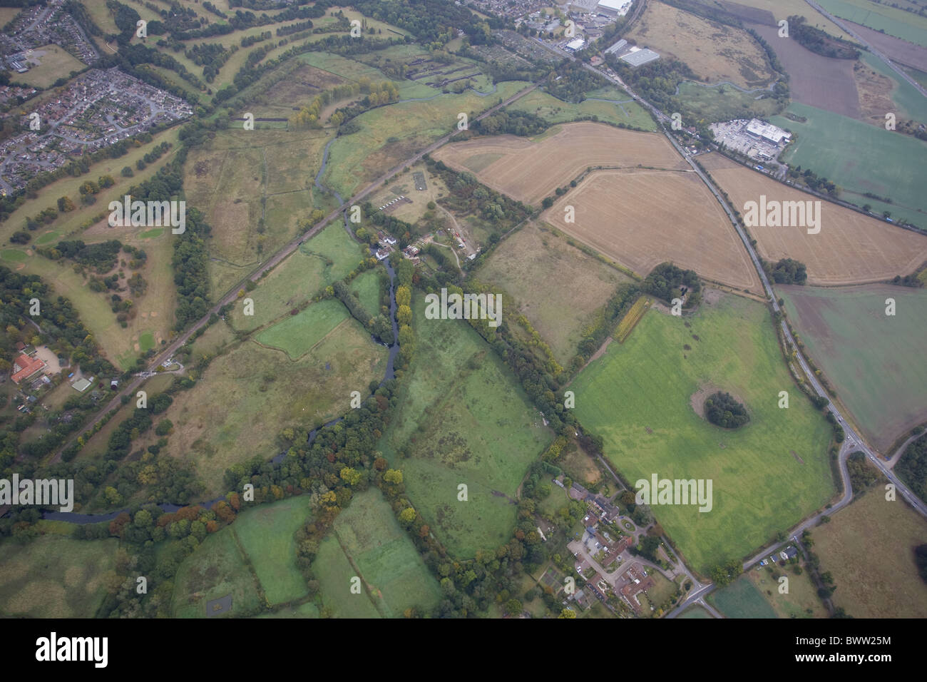 Aerial view fields trees river roads Norfolk Stock Photo - Alamy
