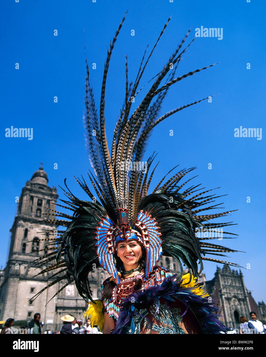 Mexico Central America city Zocalo Square Indians traditional costume ...