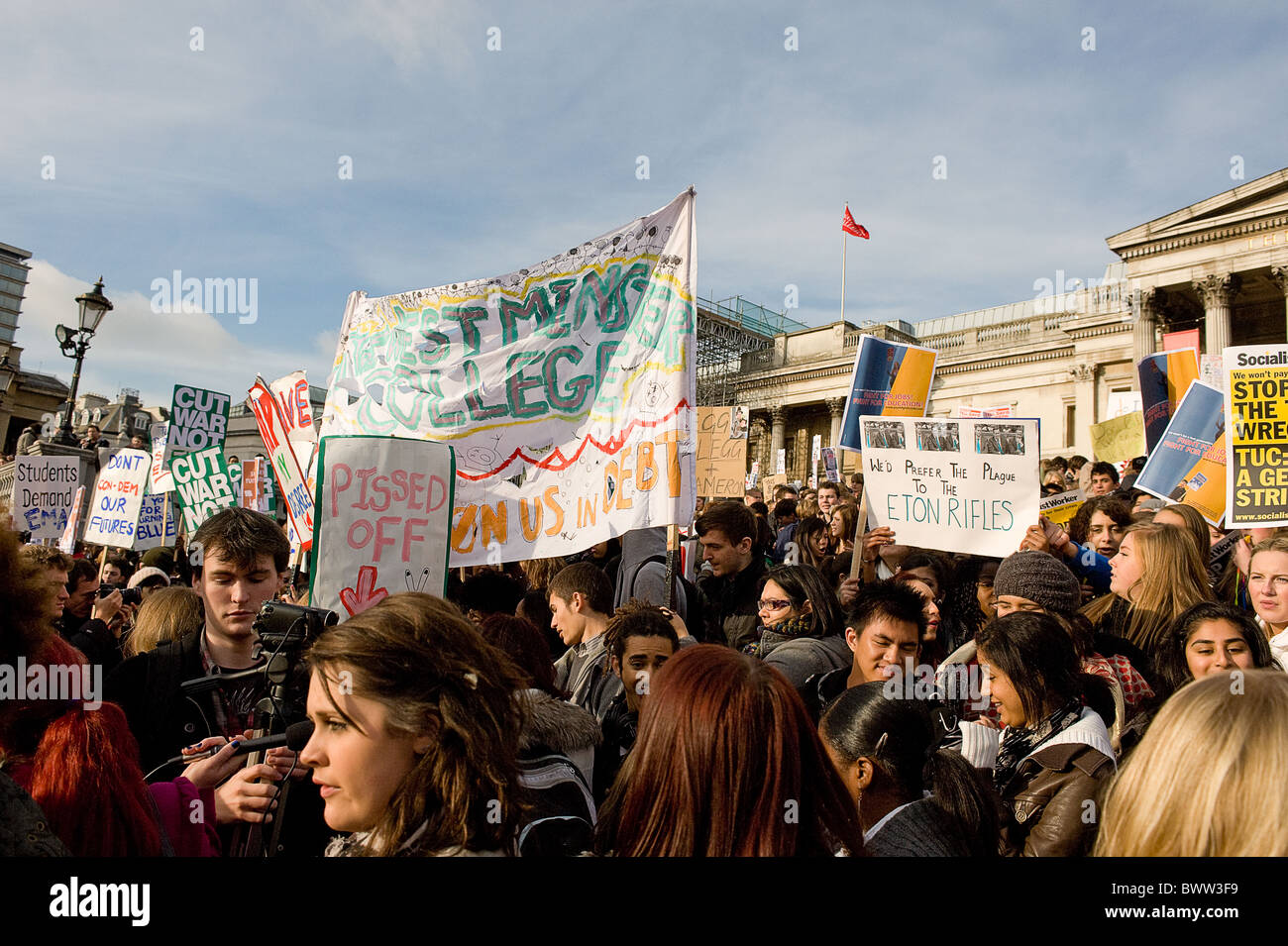 Students demonstrating against university fees Stock Photo - Alamy