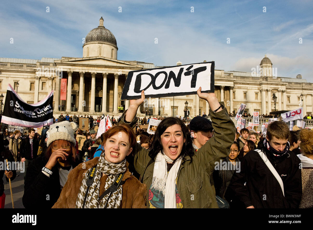 Students demonstrating against university fees Stock Photo - Alamy