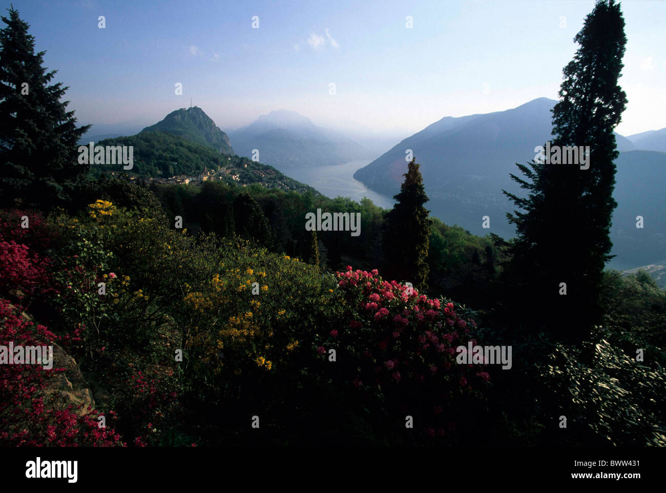 Switzerland Europe Carona Canton Ticino Lake Lugano town Carona ...