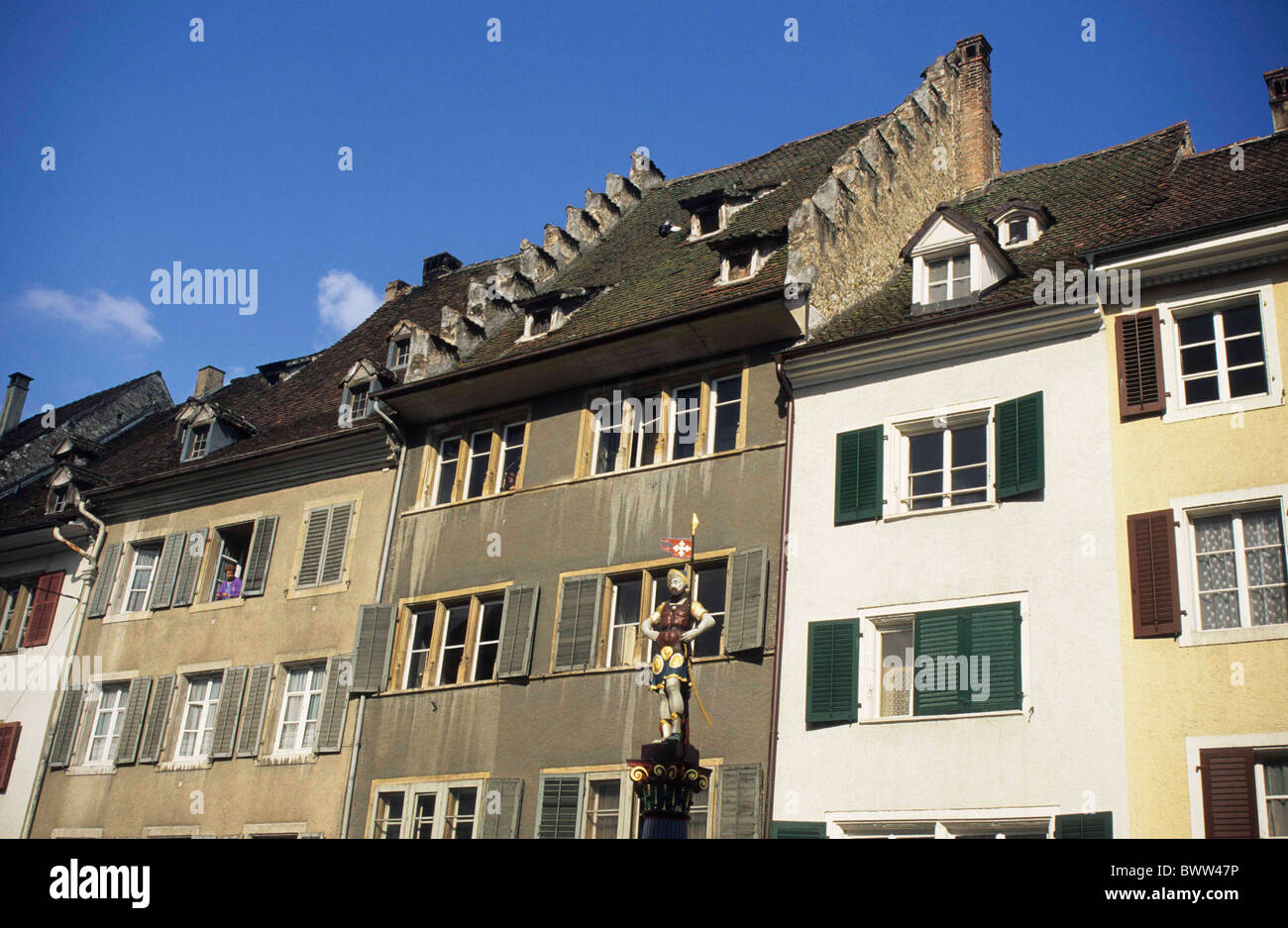 Switzerland Europe Canton Jura Delémont houses homes old town city ...