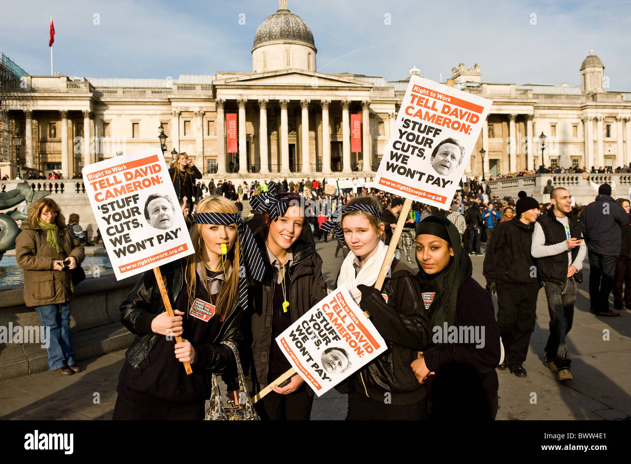 Students demonstrating against education cuts Stock Photo - Alamy