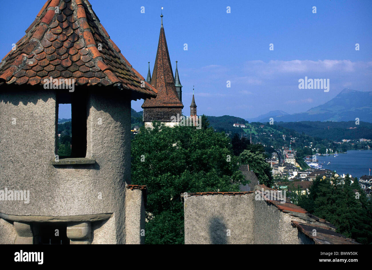 Switzerland Europe Lucerne city canton Lucerne town wall military ...