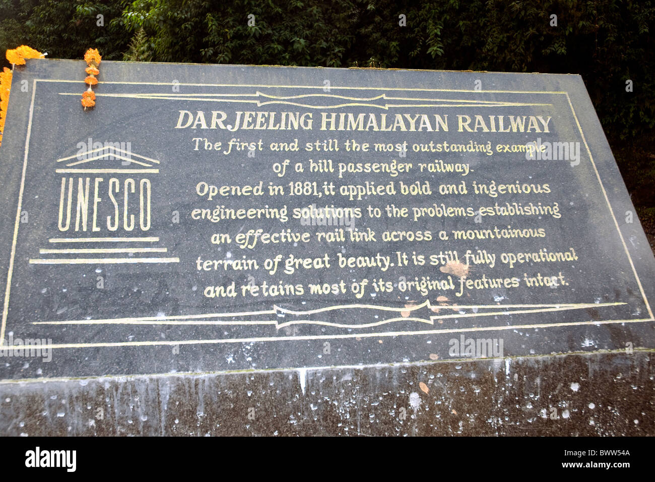 A Unesco plaque at Ghoom (or Ghum) station honours the Darjeeling ...