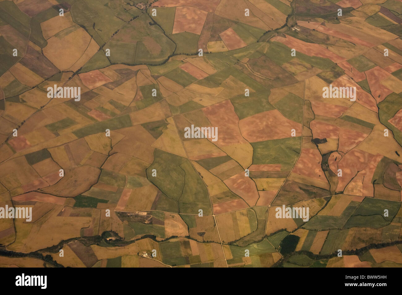 Aerial view farmland with patchwork fields Stock Photo - Alamy