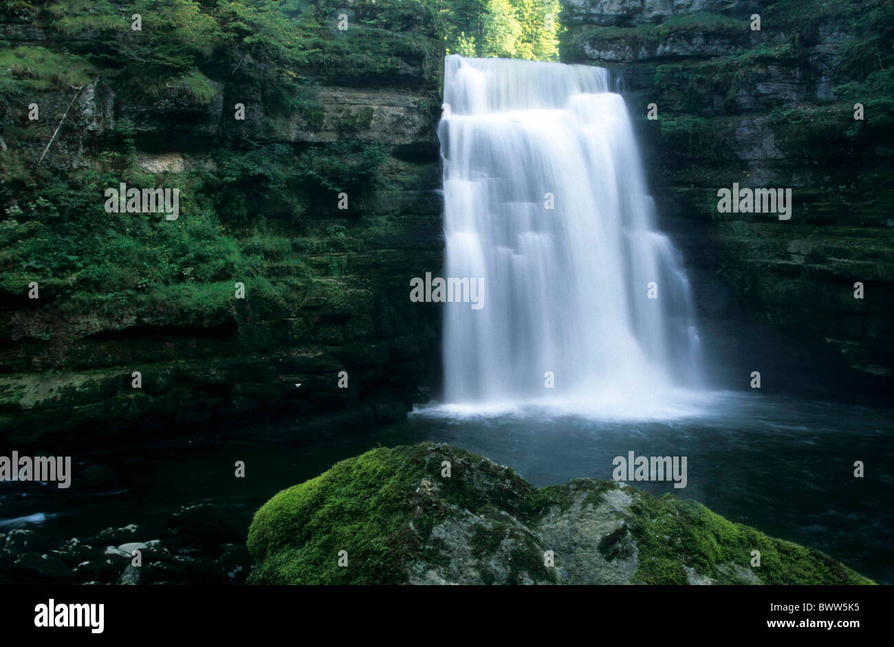 Switzerland Europe Canton Neuchatel Jura mountains Saut du Doubs river ...