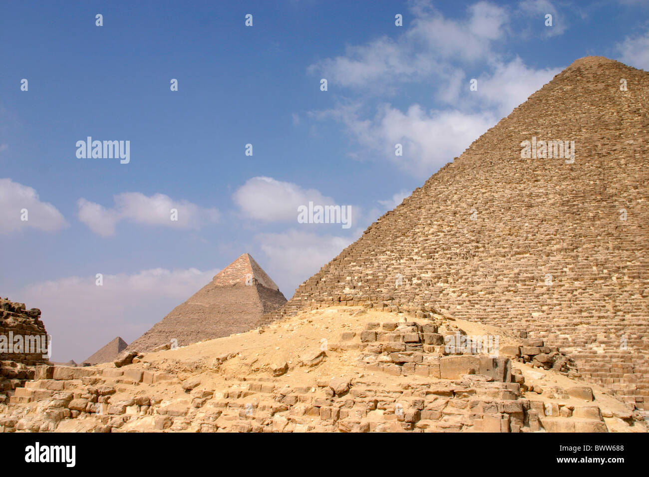 Egypt North Africa Mykerinos pyramid Chephren pyramid Cheops pyramid ...