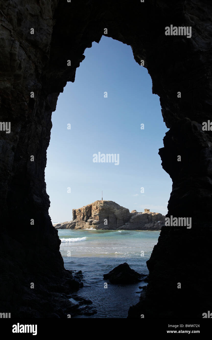 Rock Arch, Perranporth, Cornwall, England, United Kingdom Stock Photo ...