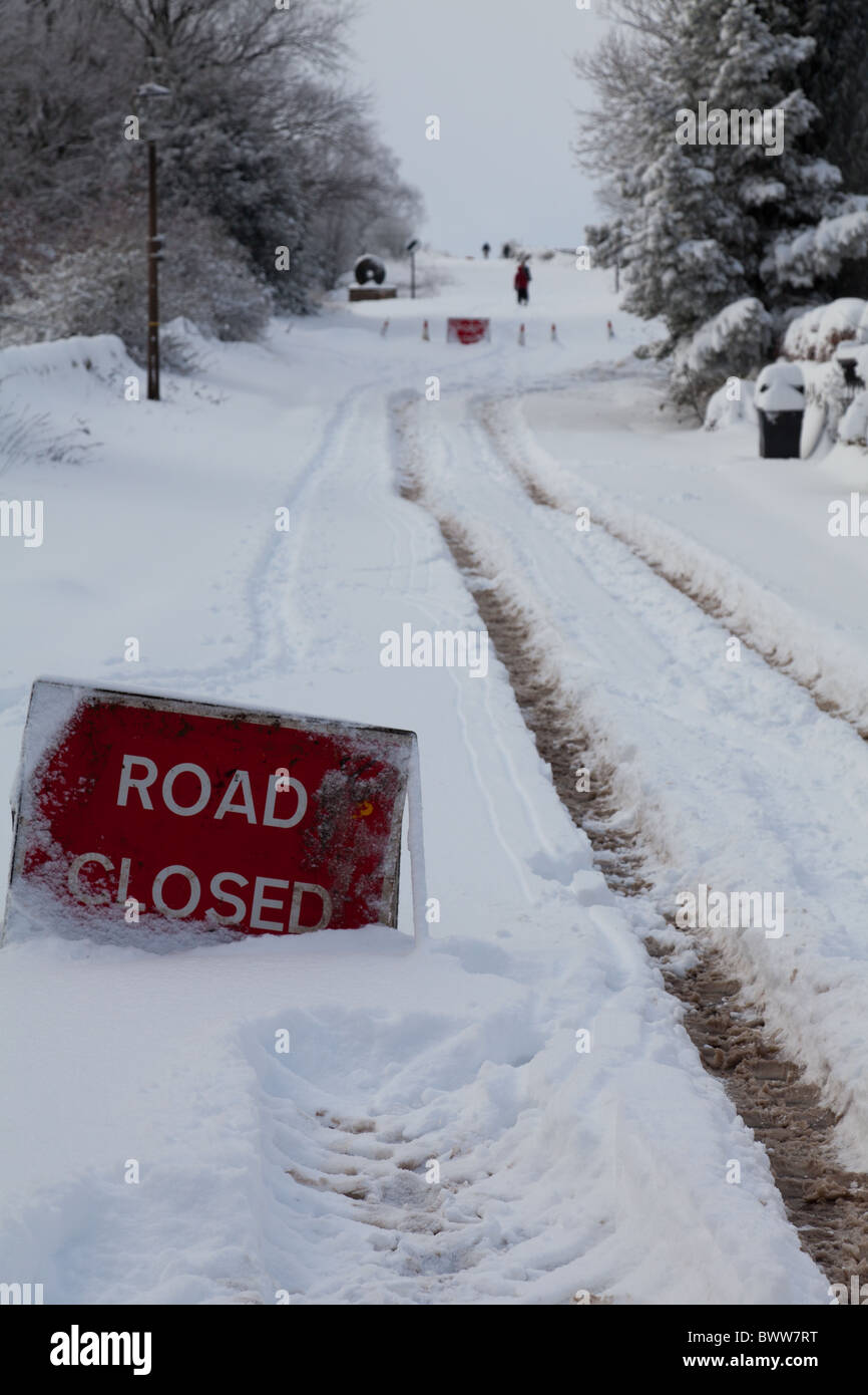 Road closed sign on Ringinglow road in Sheffield after a very heavy ...