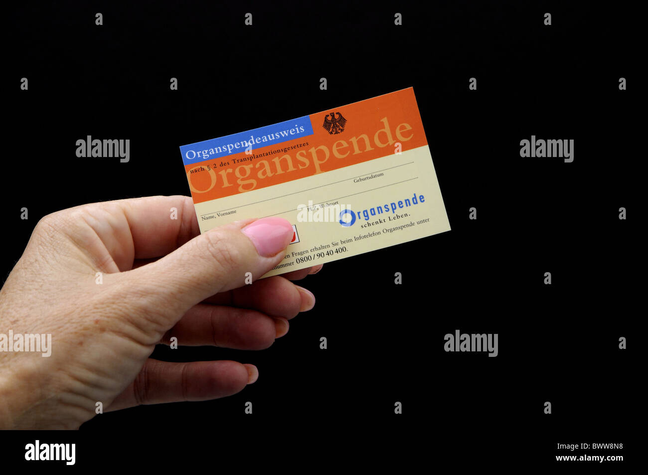 Donator identity card donor of the organ organ donation map card ...