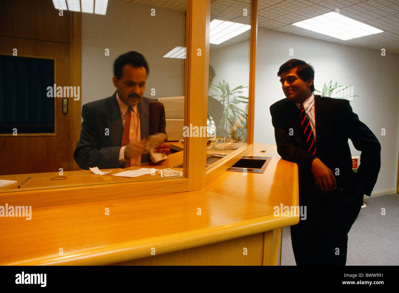 Bank London Cash Counter Stock Photo - Alamy