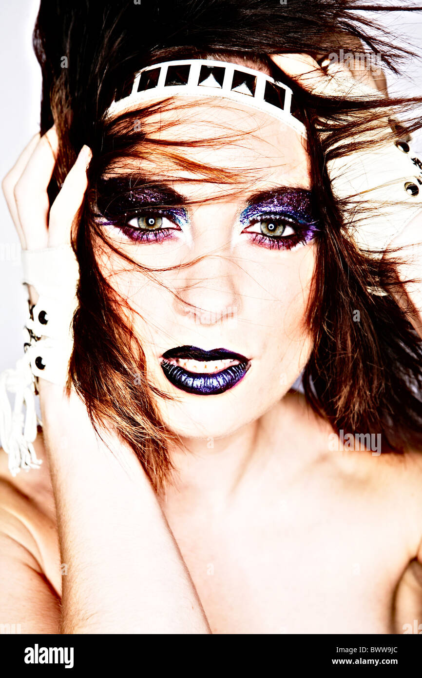 Portrait, extreme and aggressive, using angles. Extreme makeup and ...