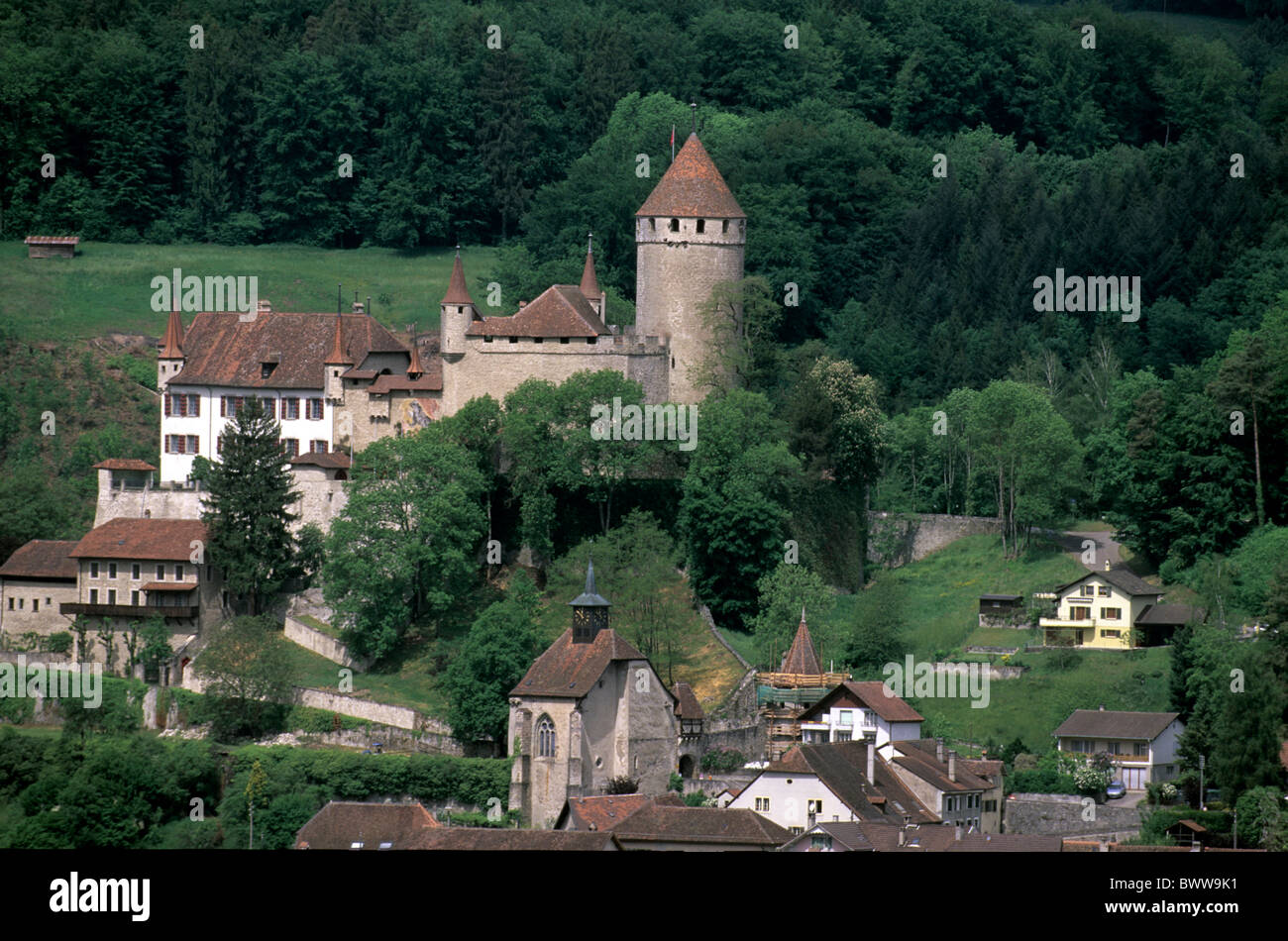 Switzerland Europe Lucens castle canton Vaud medieval architecture ...