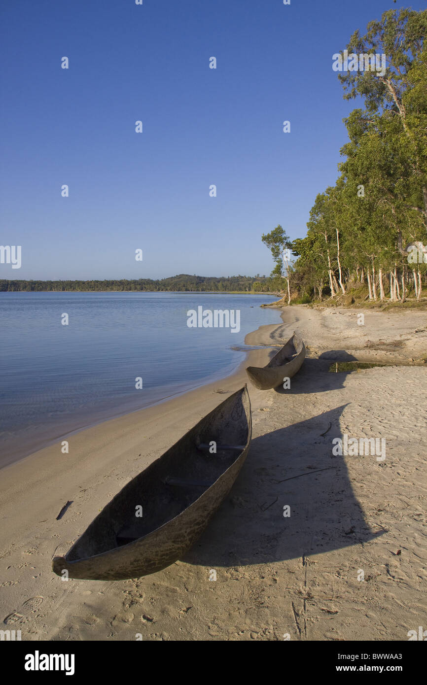 Dug out canoe beach Bush House looking towards Stock Photo - Alamy