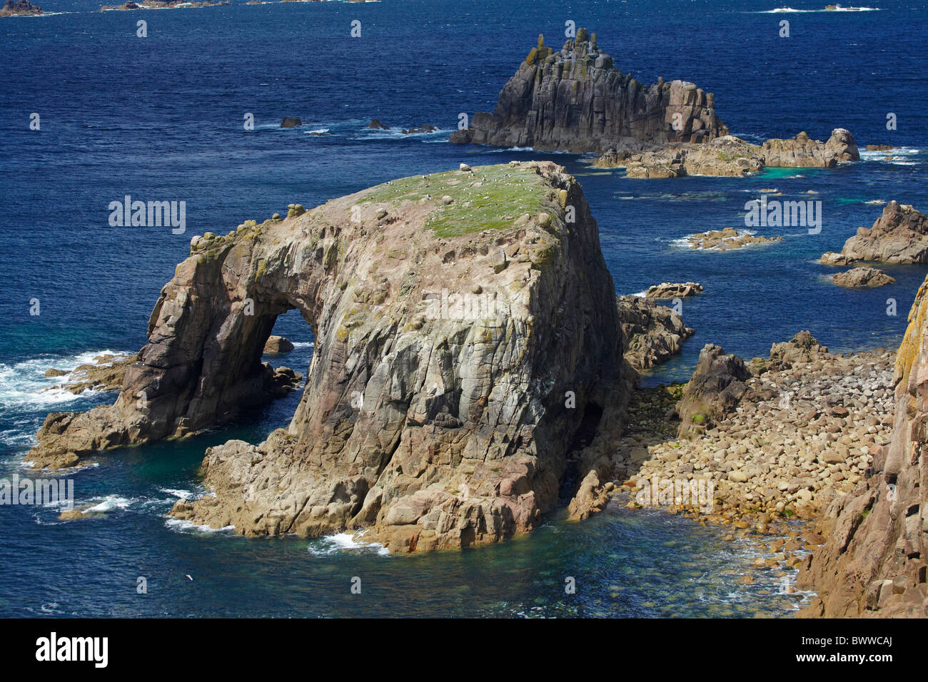 Rock Arch, Land's End, Cornwall, England, United Kingdom Stock Photo ...
