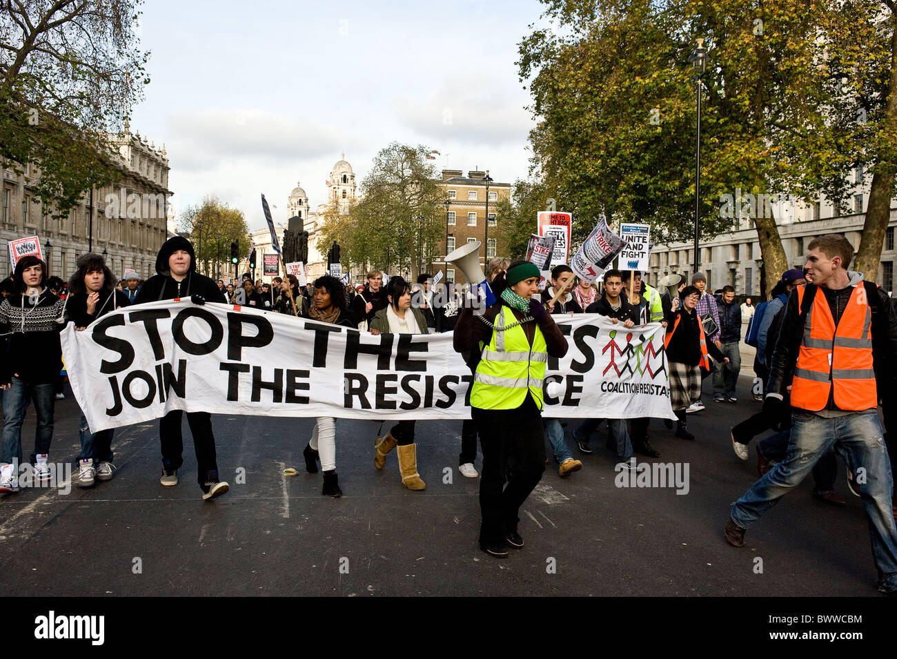 Students protesting against education cuts Stock Photo - Alamy
