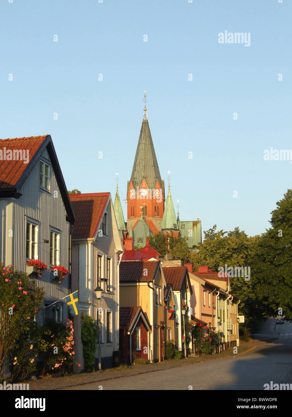 St. Petri Church Vastervik Sweden Europe village houses Stock Photo - Alamy