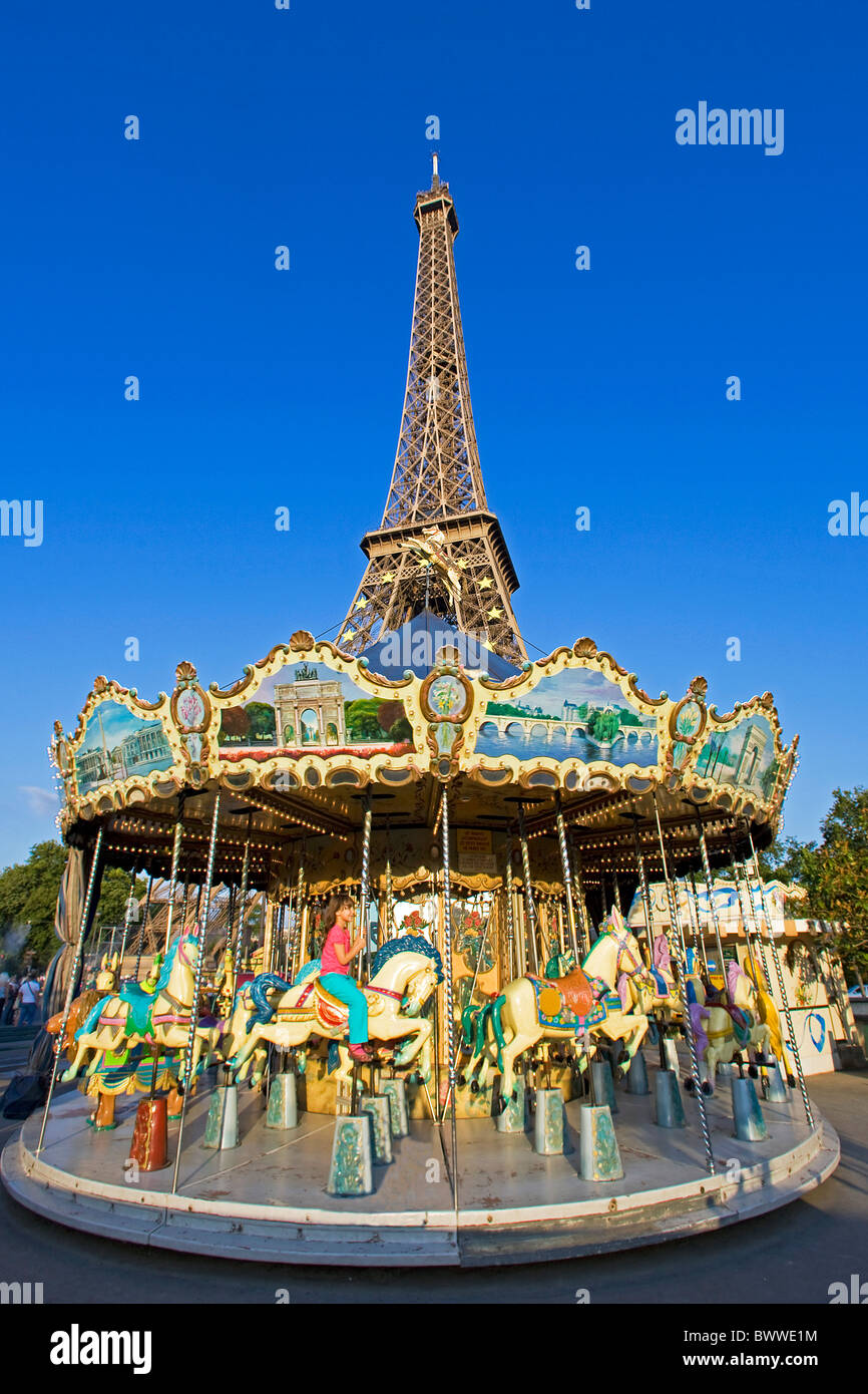 France Europe Paris travel tourism City Eiffel Tower carousel ...