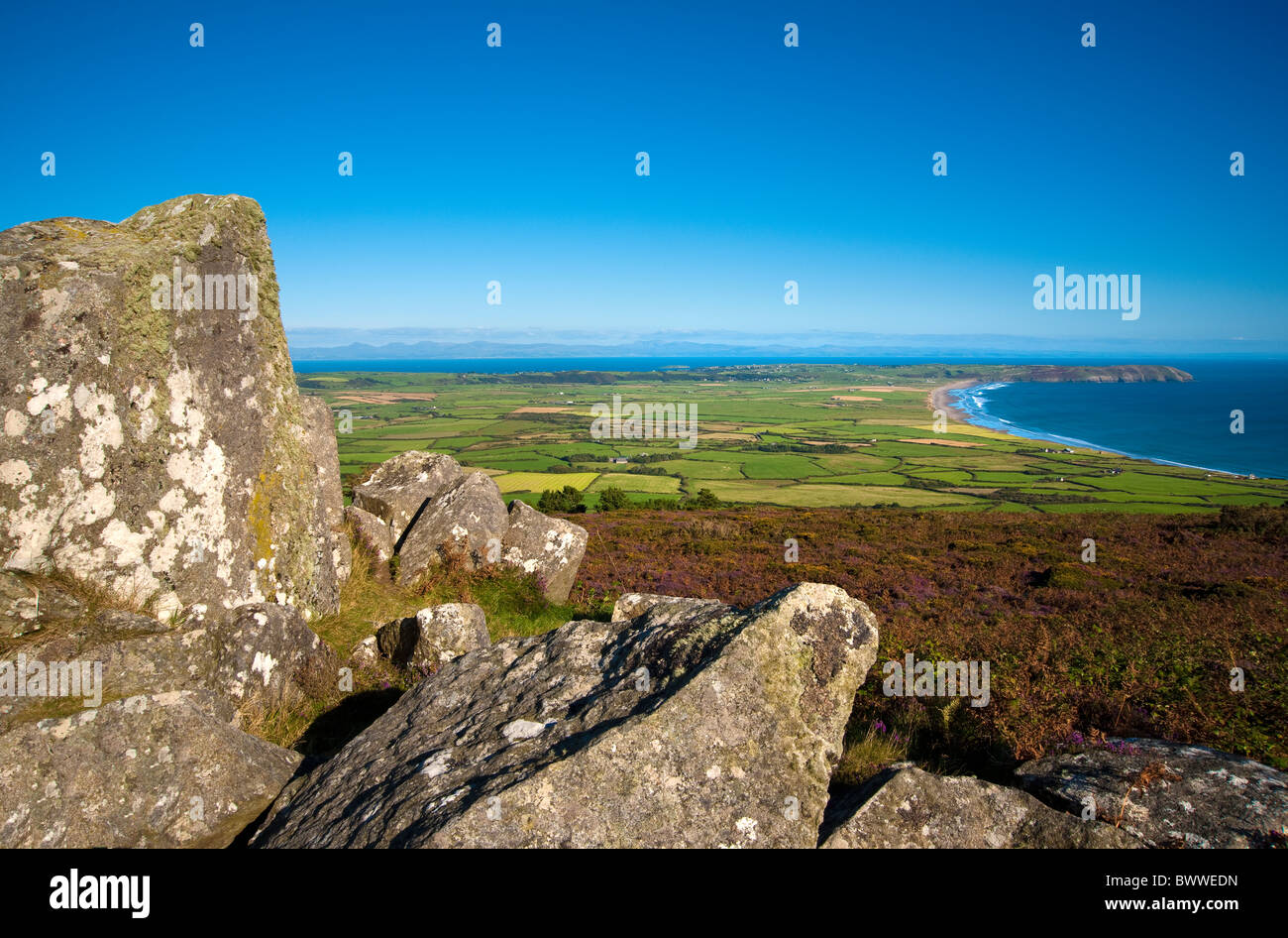 High Viewpoint on Mynnyd Rhiw, The Llyn Peninsula looking towards the ...