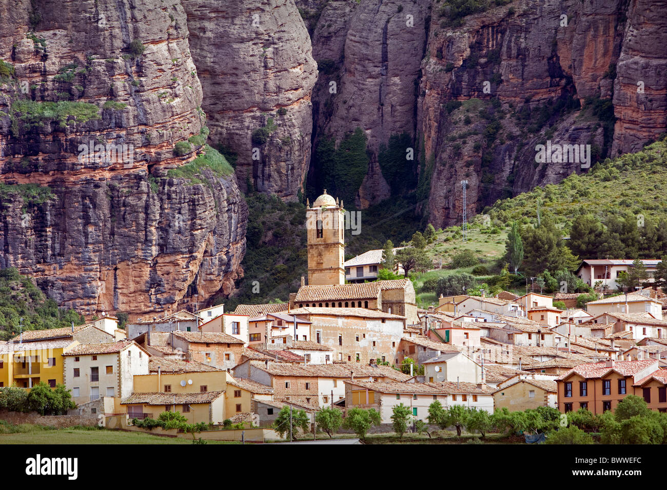 Spain Europe Aragon Region travel Aguero rocks village rock mountain ...