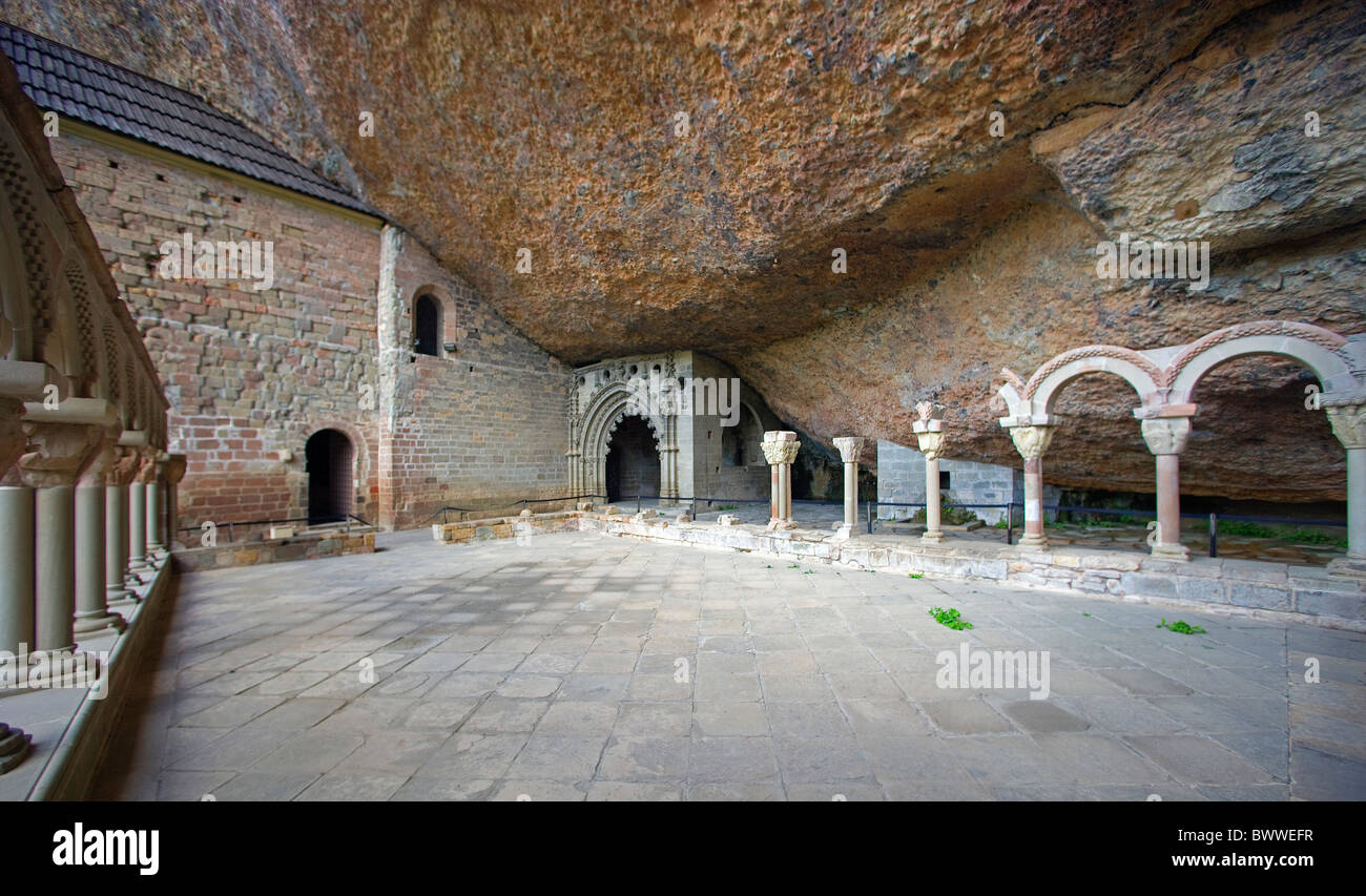Spain Europe Aragon Region travel San Juan de la Pena Monastery rocks ...
