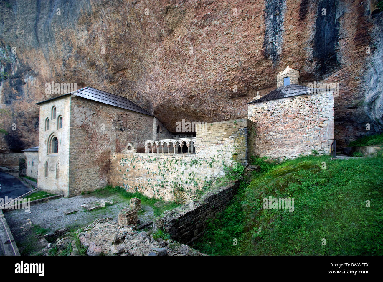 Spain Europe Aragon Region travel San Juan de la Pena Monastery rocks ...