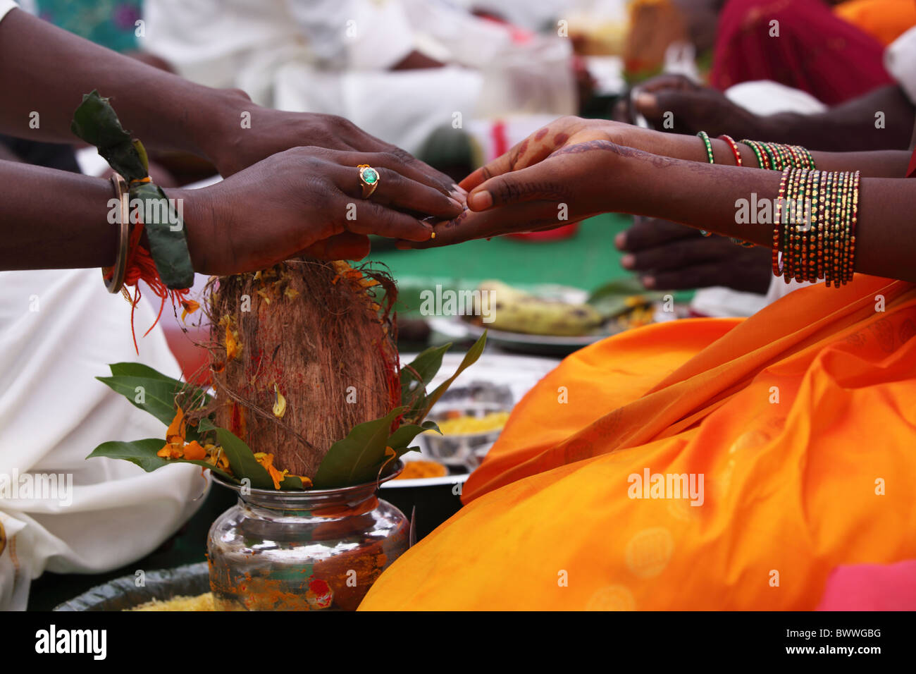 Indian wedding rituals coconut hi-res stock photography and images - Alamy