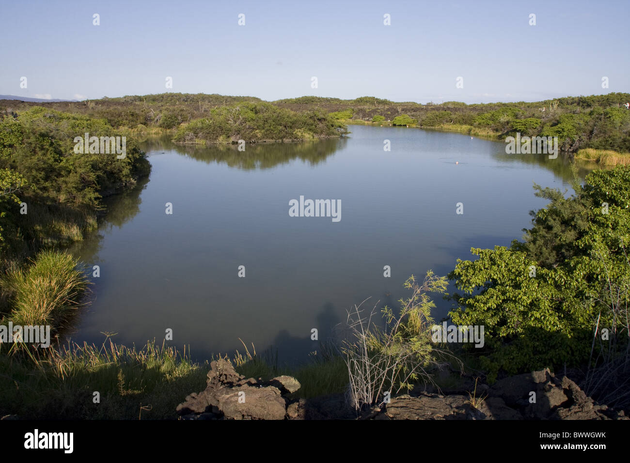 collapsed or pit craters which hold water thus Stock Photo - Alamy