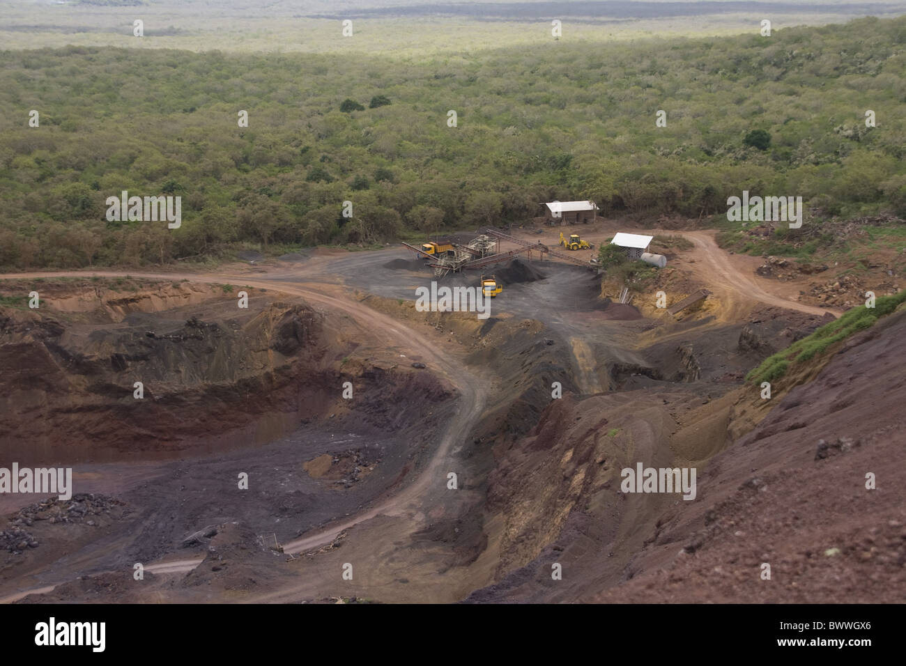 Volcanic cinder quarry Santa Cruz Island Galapagos Stock Photo - Alamy
