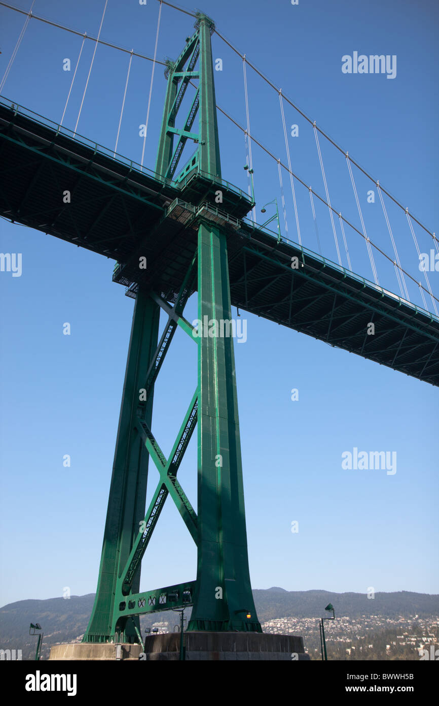 Looking up at the Lions Gate Bridge from near one of the anchor points ...