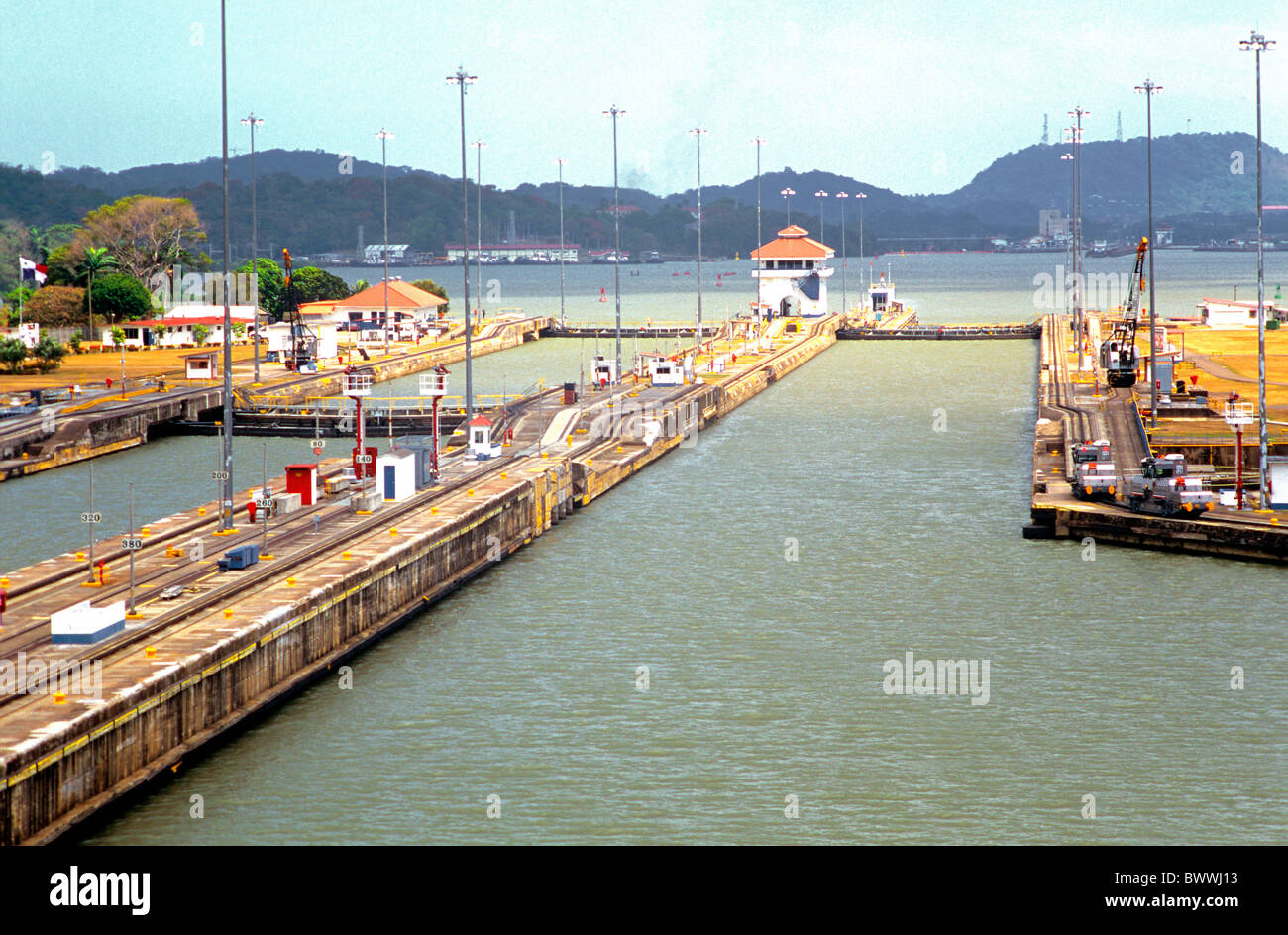 Panama Canal locks Stock Photo - Alamy