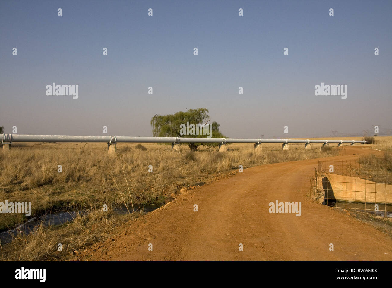 Over ground water pipe line Rietvlei National Stock Photo - Alamy