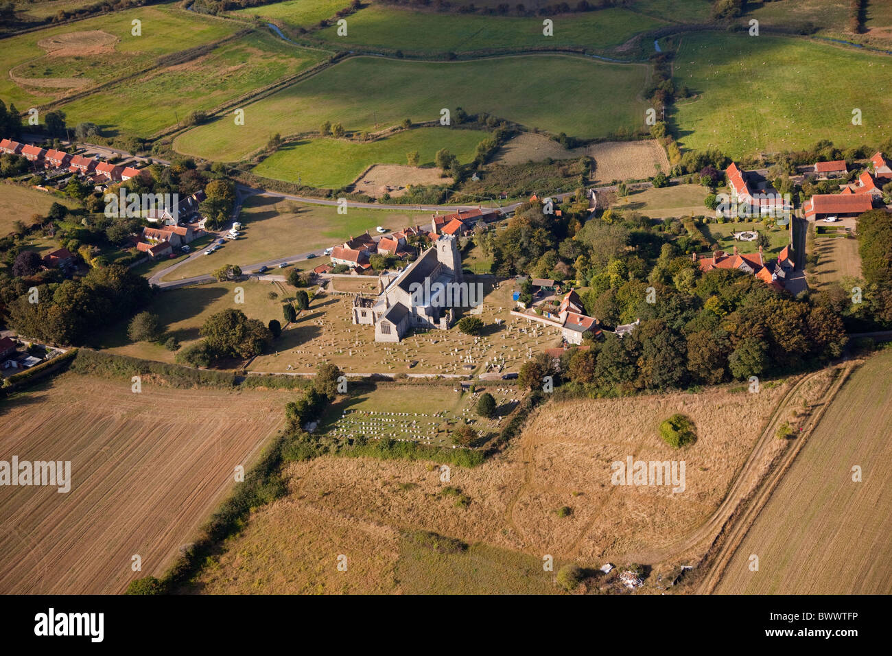 Aerial view of Cley Village on the North Norfolk Coast England Stock ...